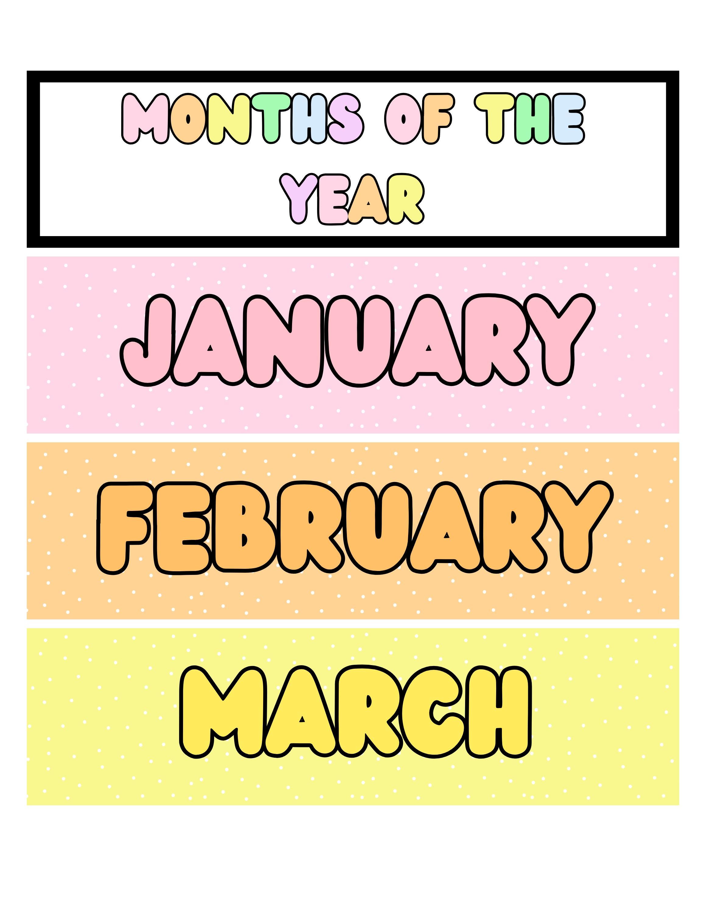 Printable Pastel Polka Dot Days and Months Cards | Classroom ...