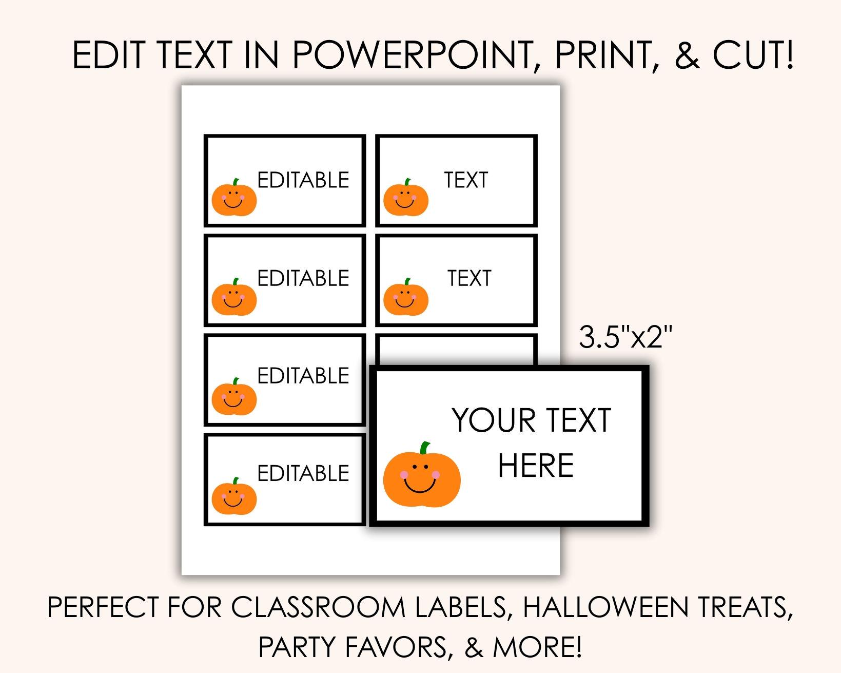 Editable Pumpkin Tags – Fall Gift Tags – Halloween Name Labels – 3.5x2 ...
