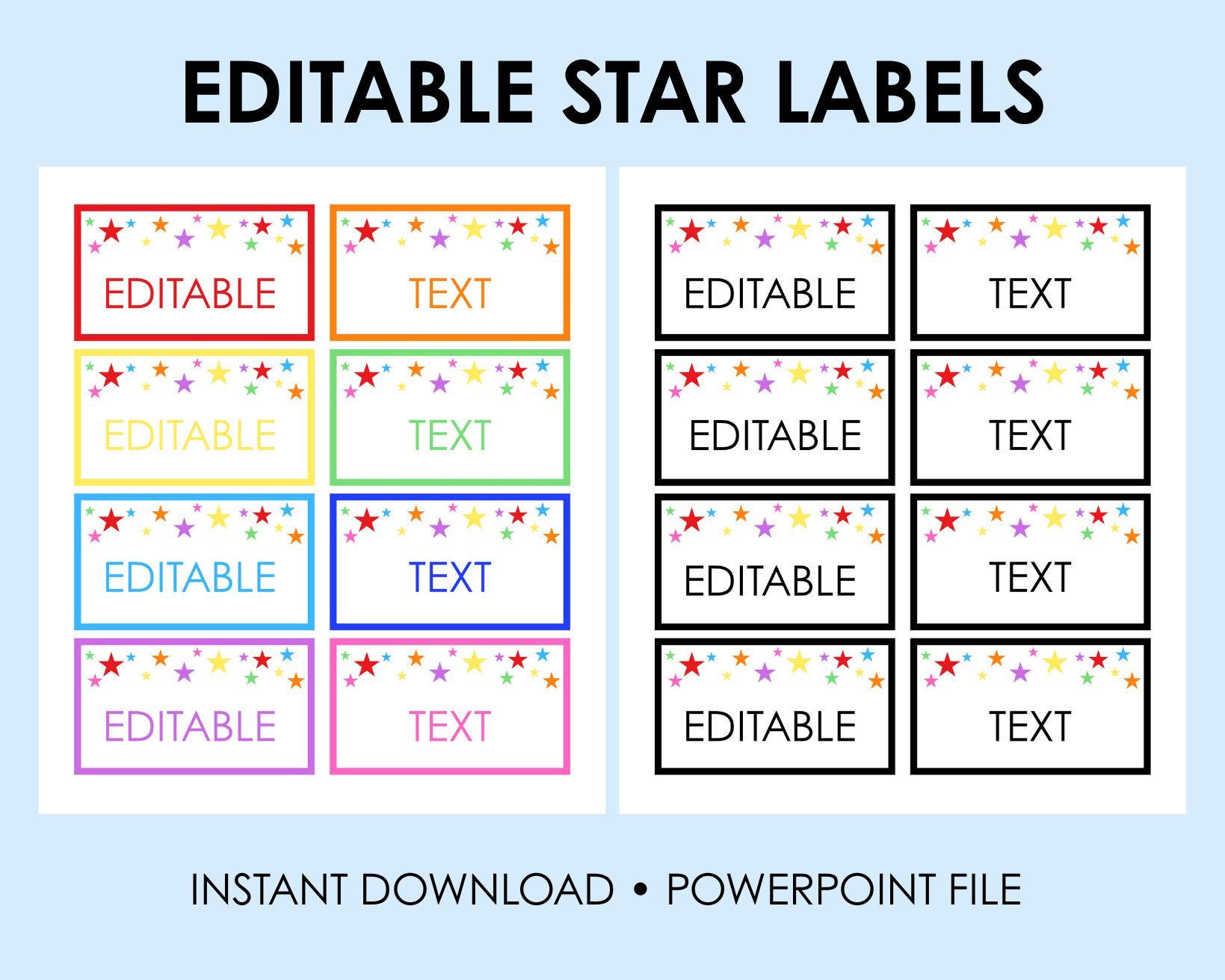 Editable Star Name Tags – Rainbow Classroom Labels – Color + Black ...