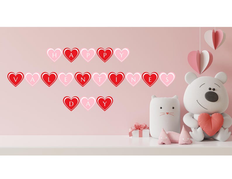 Editable Printable Red & Pink Valentines Day Hearts 5 Hearts ...