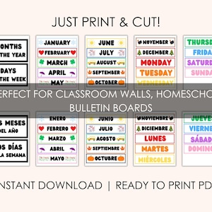 English & Spanish Days and Months Posters – Printable Classroom Decor ...