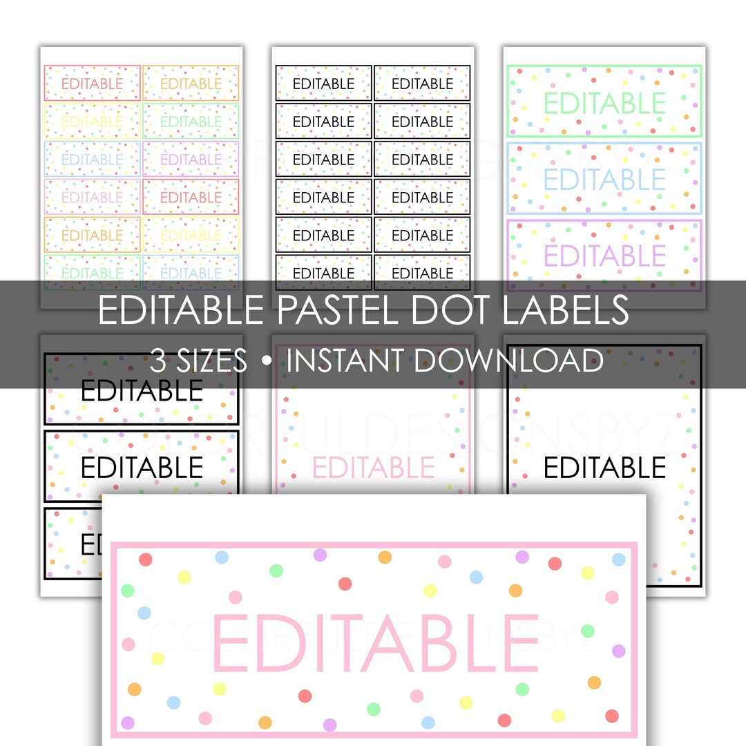 Pastel Polka Dot Classroom Labels Printable Bundle | Editable Name Tags ...