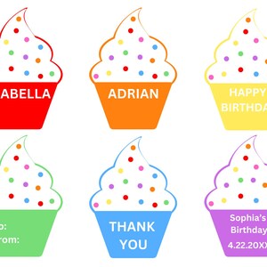 Cupcake Labels - Editable Printable Birthday Party Decor, Party Favor ...