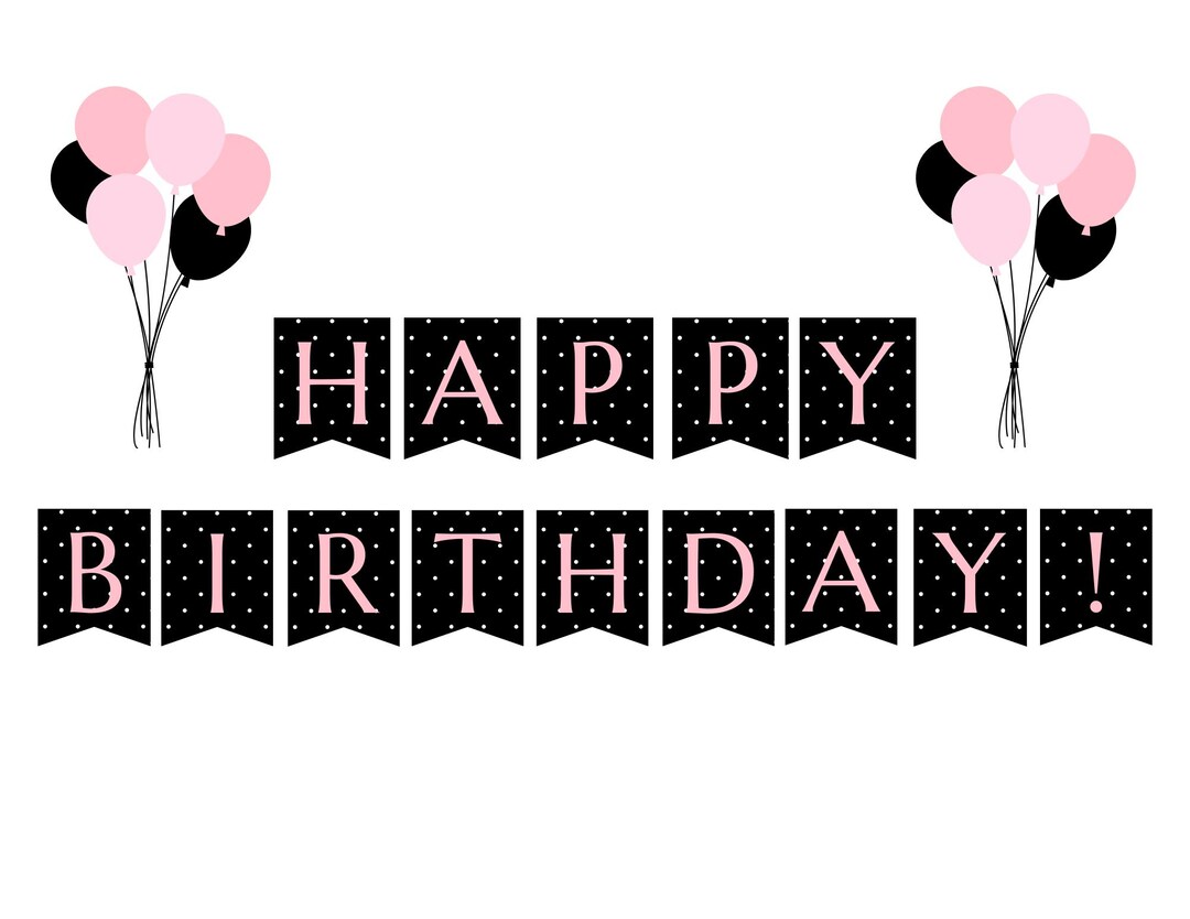 Printable Polka Dot happy Birthday Banner Two Color Options Easy DIY ...