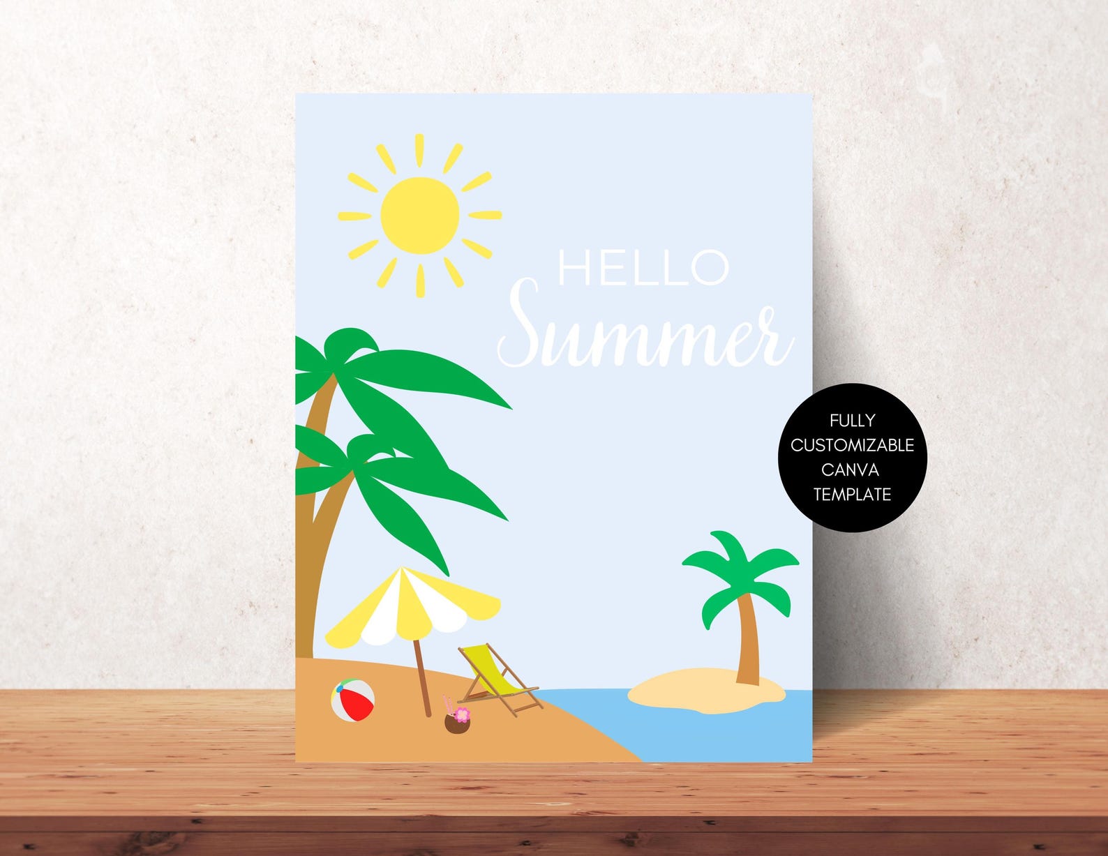 Hello Summer Printable | Beach Theme Wall Art | Summer Party Sign ...