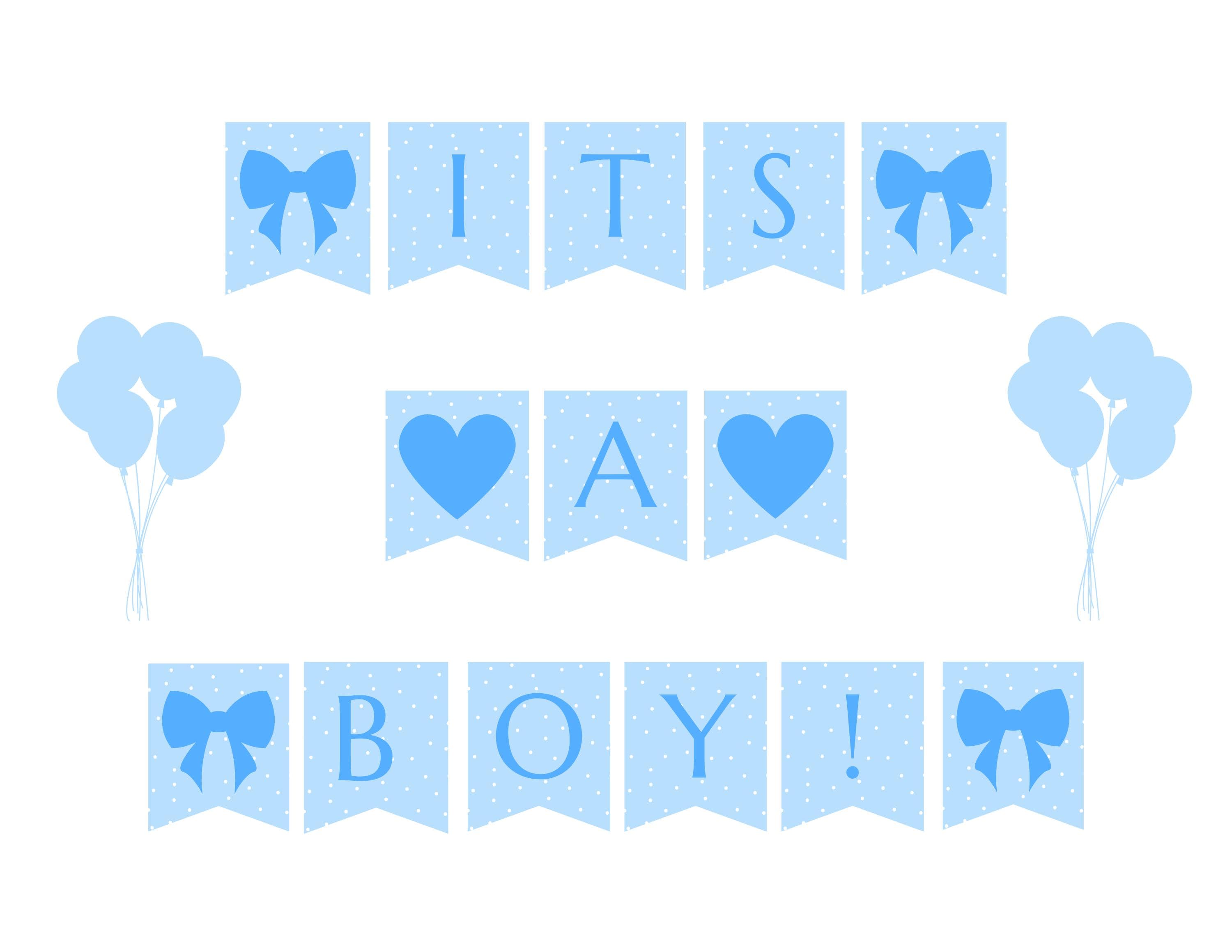 Printable Baby Banner | Blue Polka Dot DIY Baby Shower Banner | It's A ...