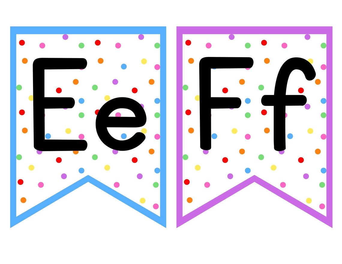 Printable Alphabet Classroom Banner - Colorful Polka Dot Theme ...