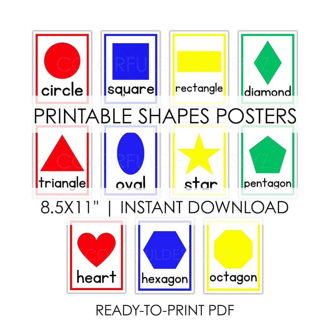 Printable Shapes Cards/posters | Early Learning | Learning Shapes ...