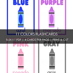 Colors Flashcards in ENGLISH and SPANISH | Early Learning | Digital ...