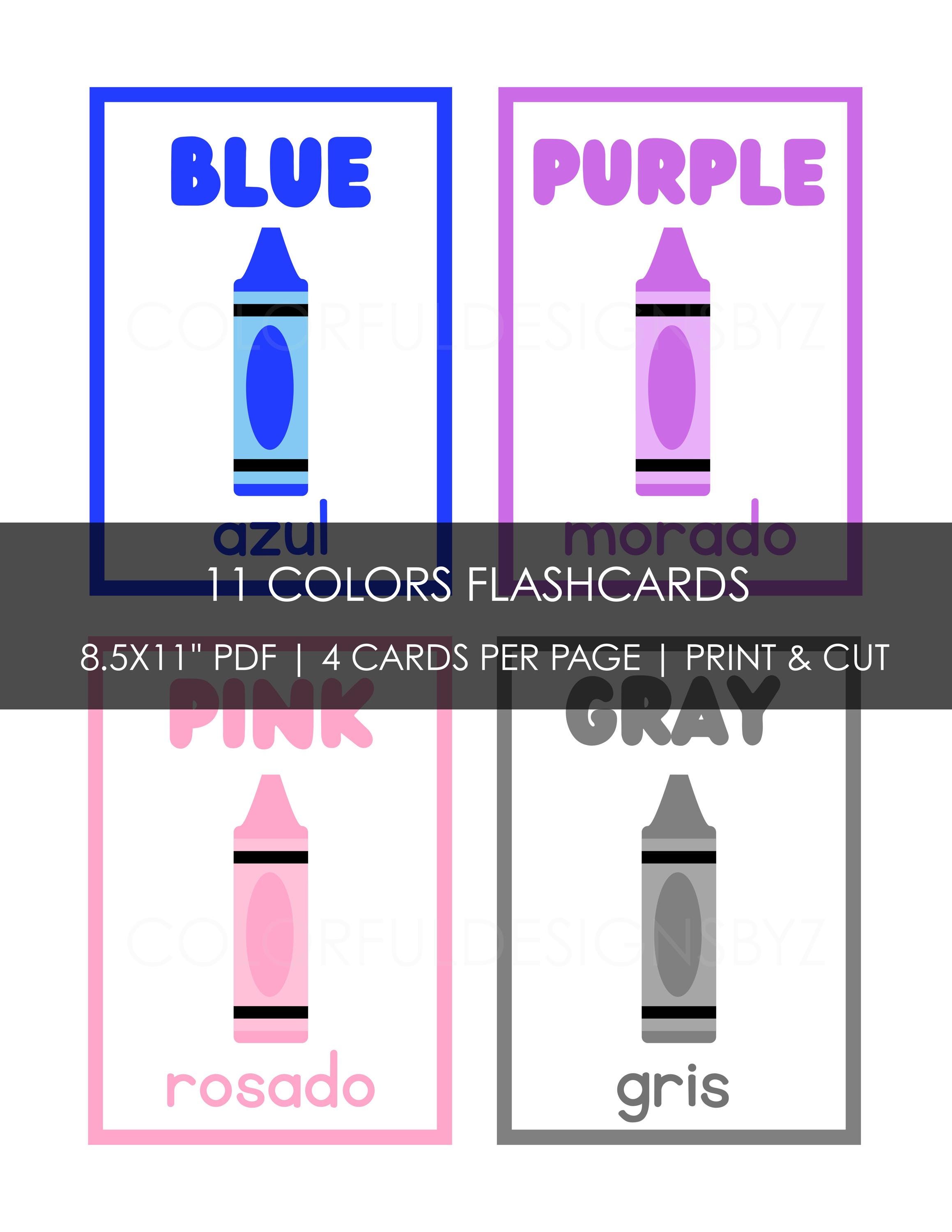 Colors Flashcards in ENGLISH and SPANISH | Early Learning | Digital ...