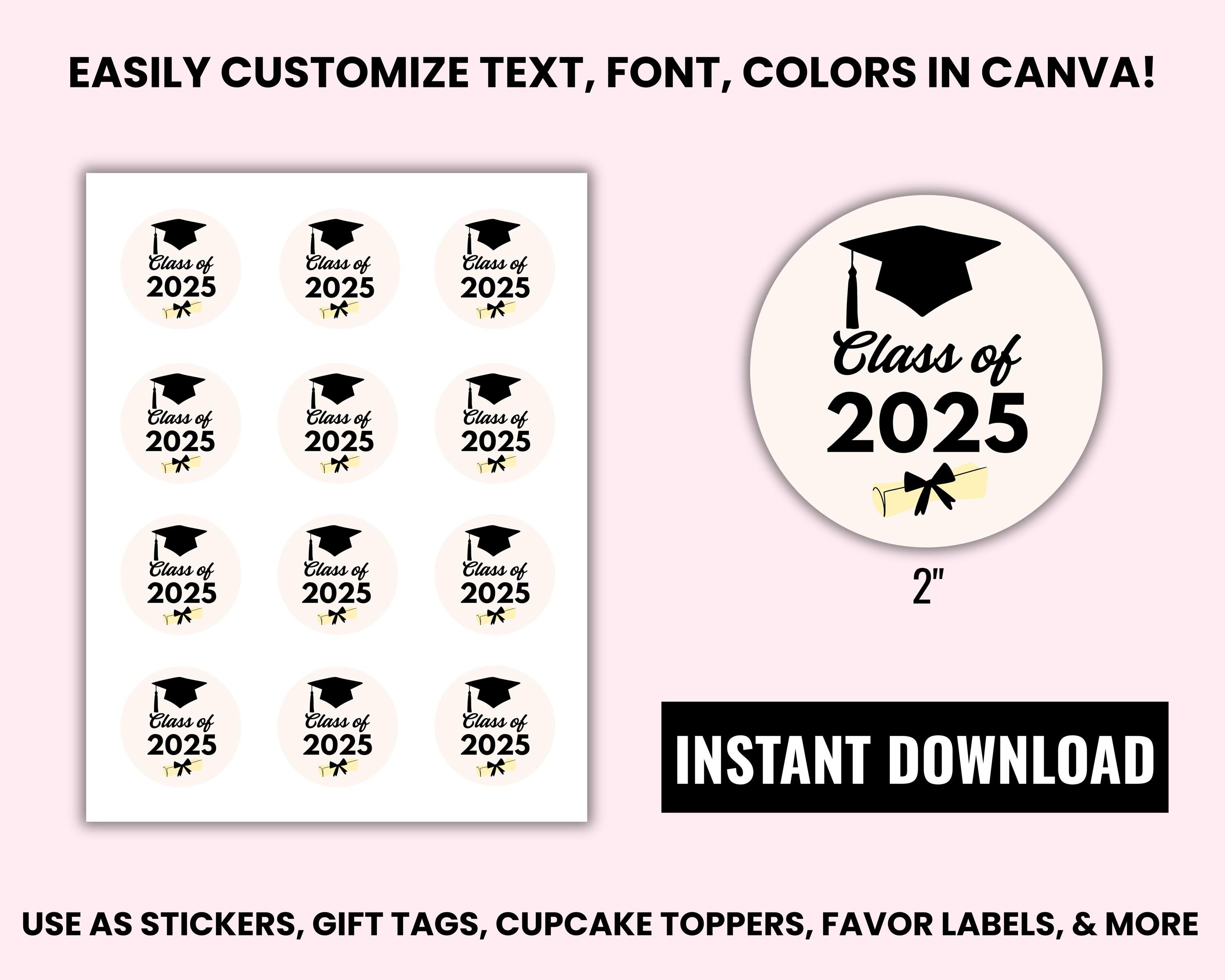 Class of 2025 Graduation Stickers | Printable Graduation Tags ...