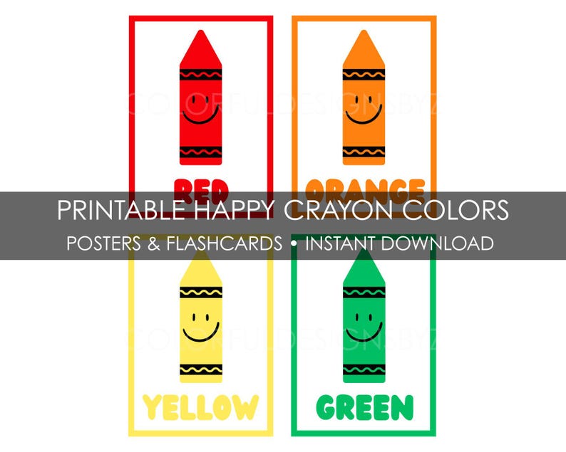 Crayon Color Posters & Flashcards | Printable Preschool Classroom Decor ...