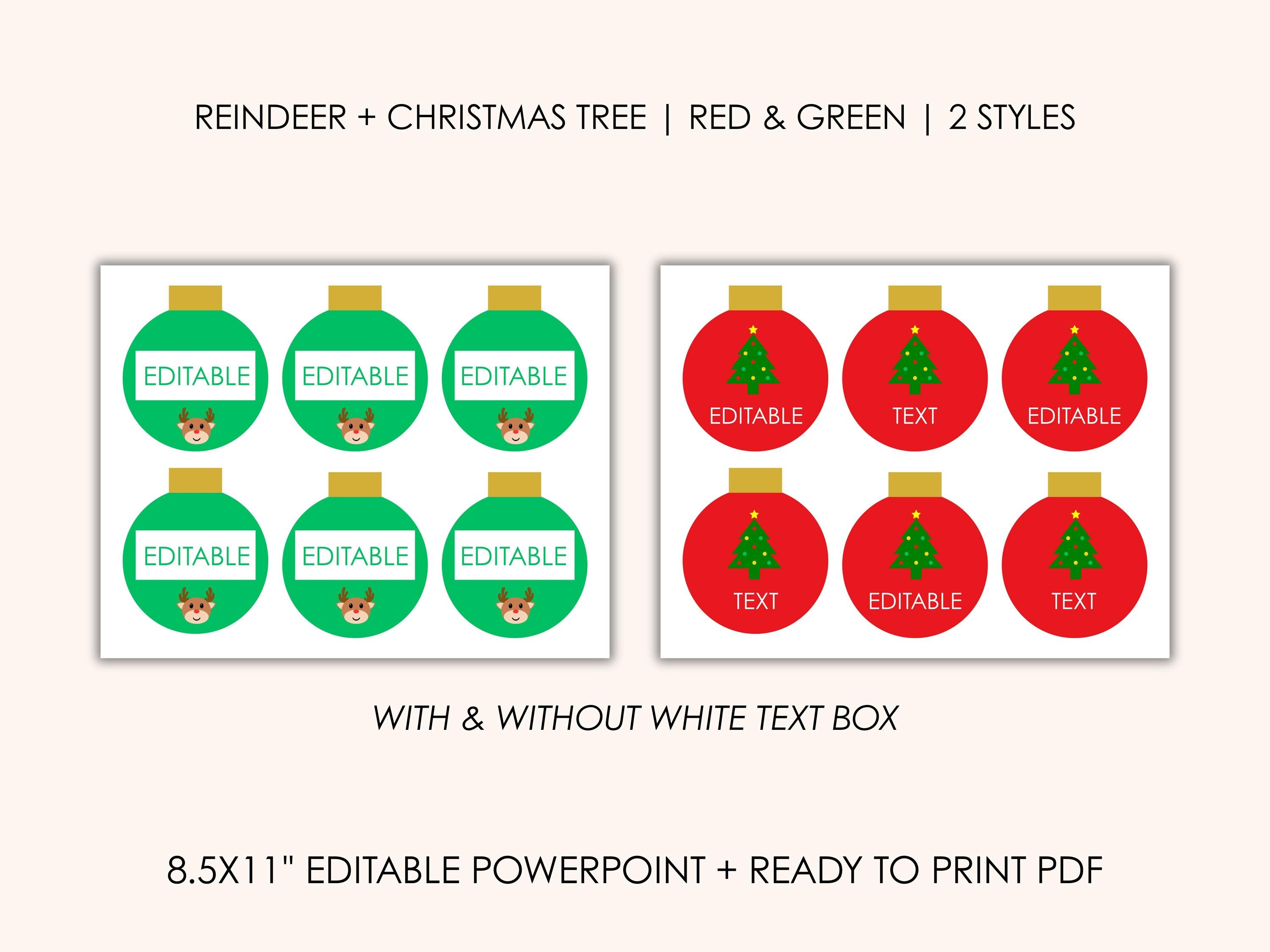 Editable Christmas Ornament Labels | Printable Reindeer + Tree Gift ...