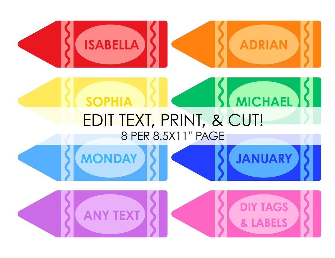 Editable Crayon Labels | Classroom Name Tags, Kids Organization, Back ...