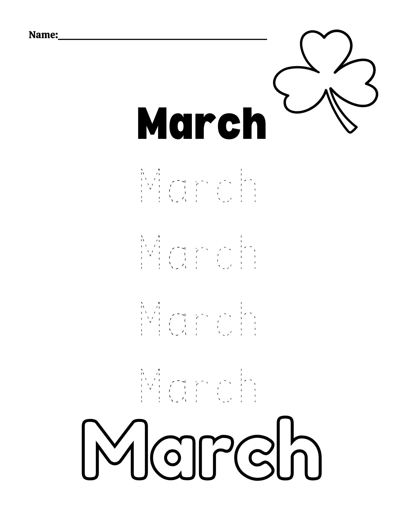 Printable Months of the Year Tracing Worksheets for Preschool ...