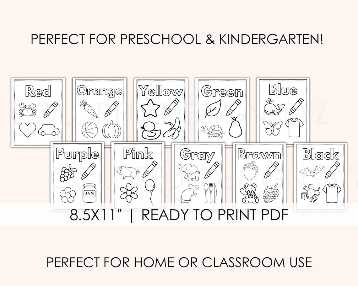 Coloring Pages Printable | 10 Color Words + 11 Shapes | Fun and ...