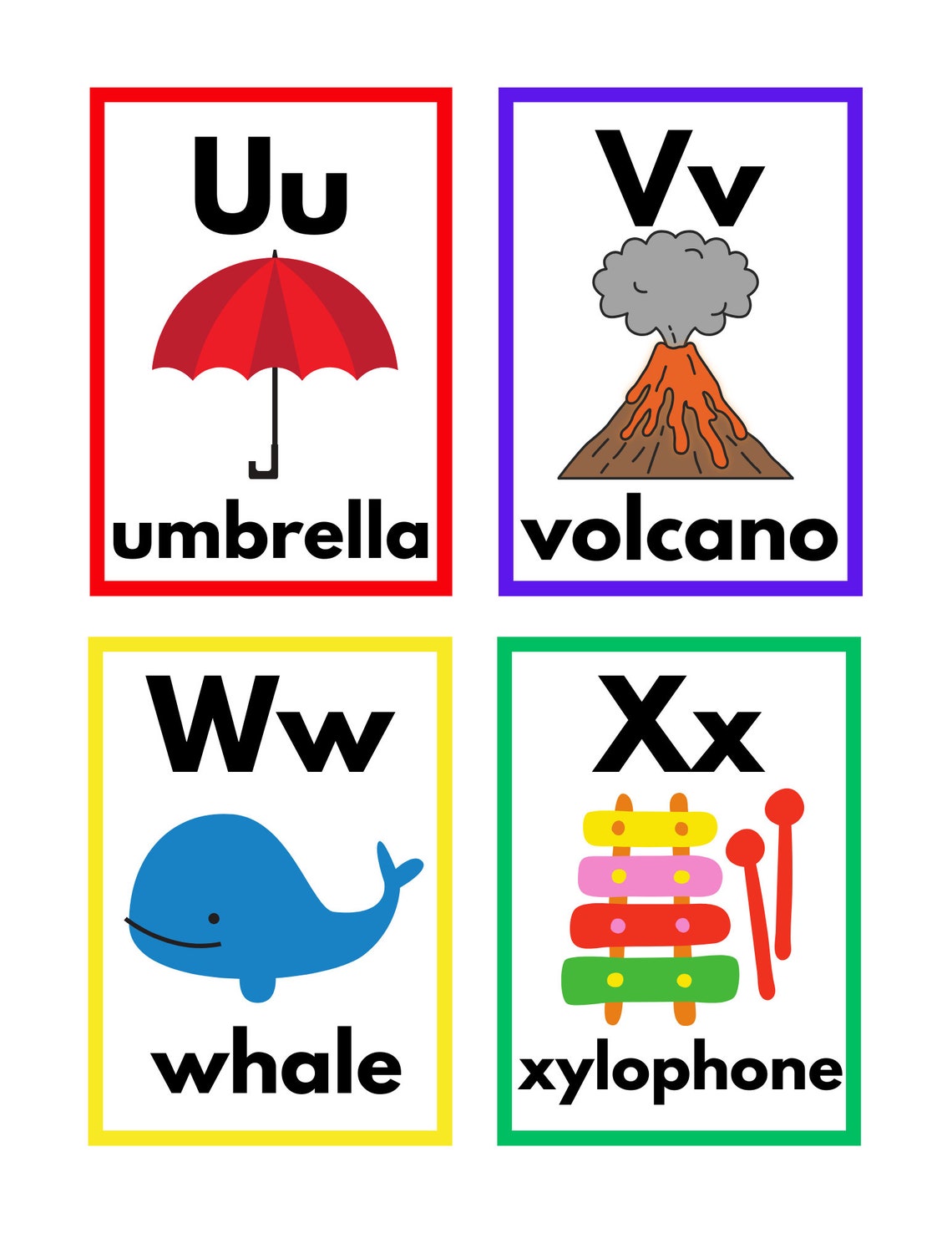 Printable Alphabet A to Z Flashcards Early Learning Alphabet Activity ...