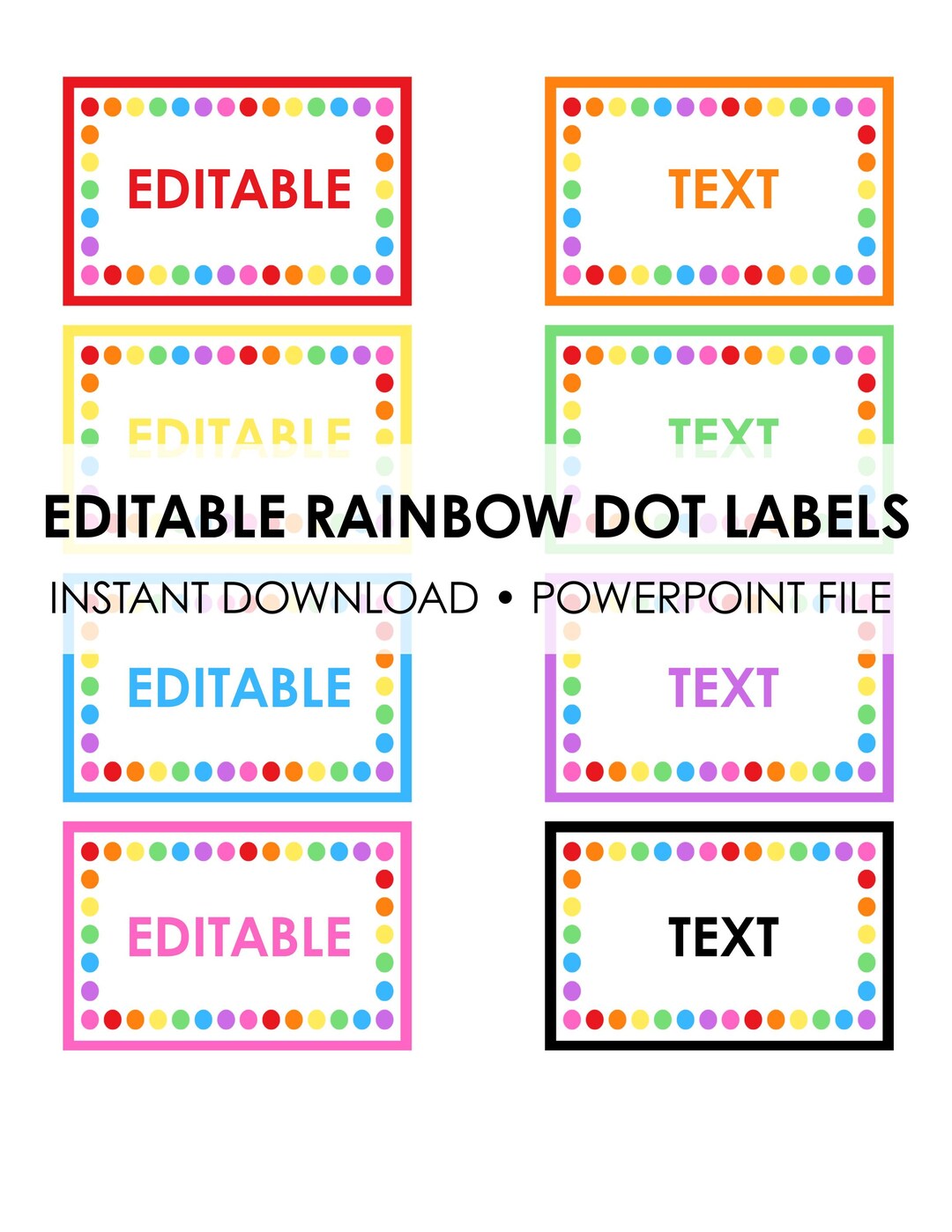 Rainbow Dot Printable Name Tags | Editable | Bright + Pastel ...