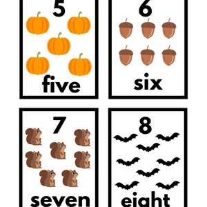 Printable Fall Theme Numbers 1-10 Flashcards for Toddlers and Kids Fun ...