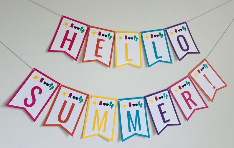 Hello Summer Banner Printable – 8.5x11 PDF, 5x7 Inch Flags, Ready to ...