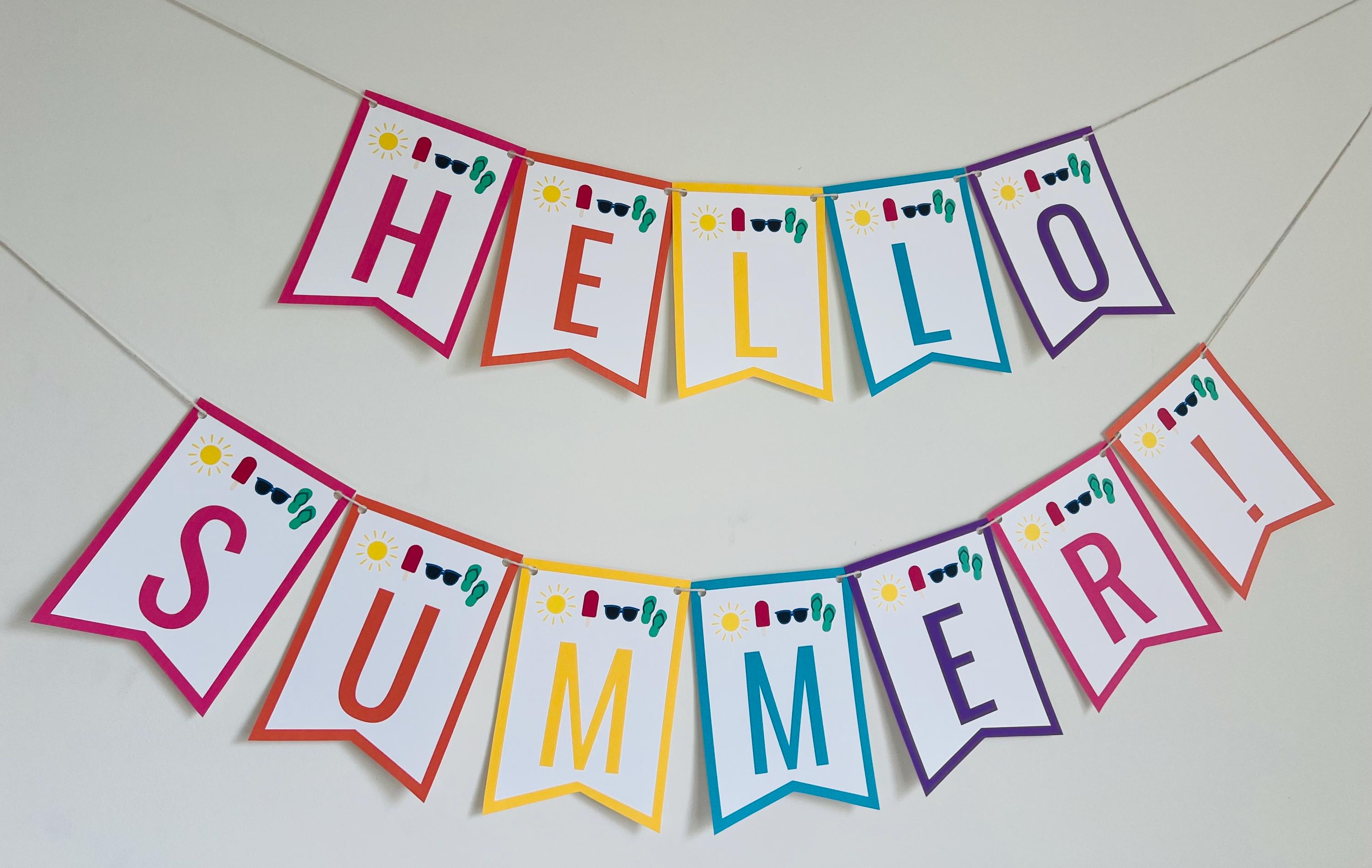 Hello Summer Banner Printable – 8.5x11 PDF, 5x7 Inch Flags, Ready to ...