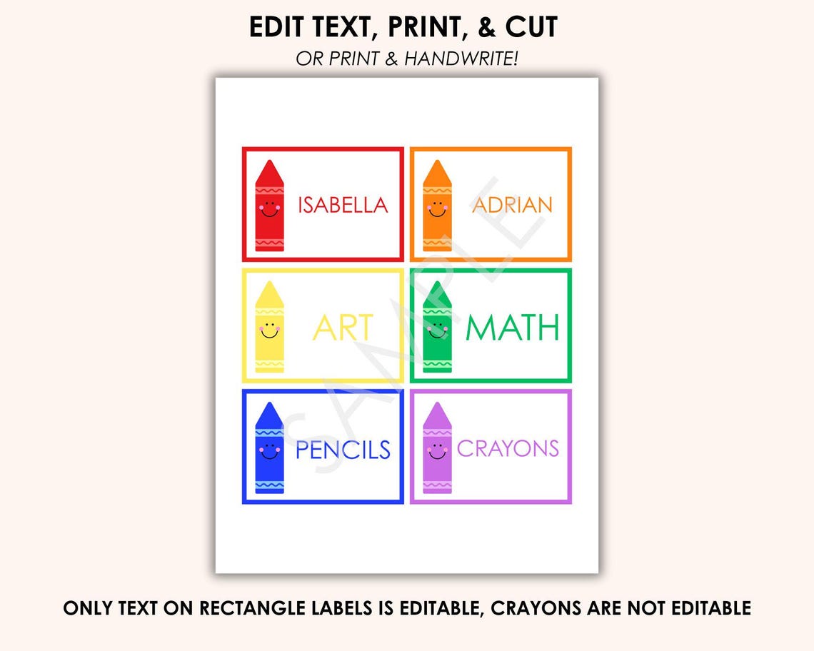 Crayon-themed Classroom Labels + Large Crayon Shapes – Editable + Ready ...