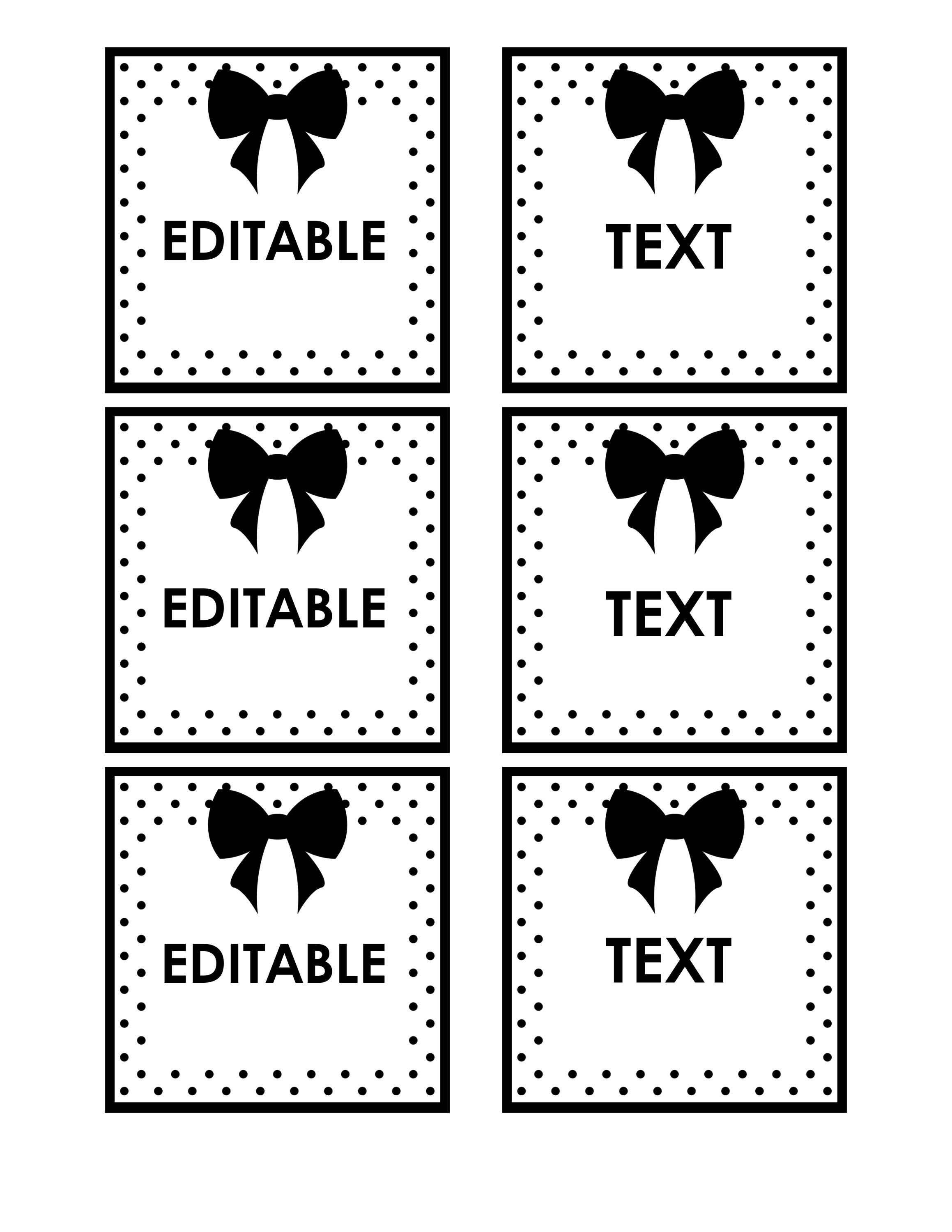 Editable Square Labels Template | 3” Printable Tags | Editable Text ...