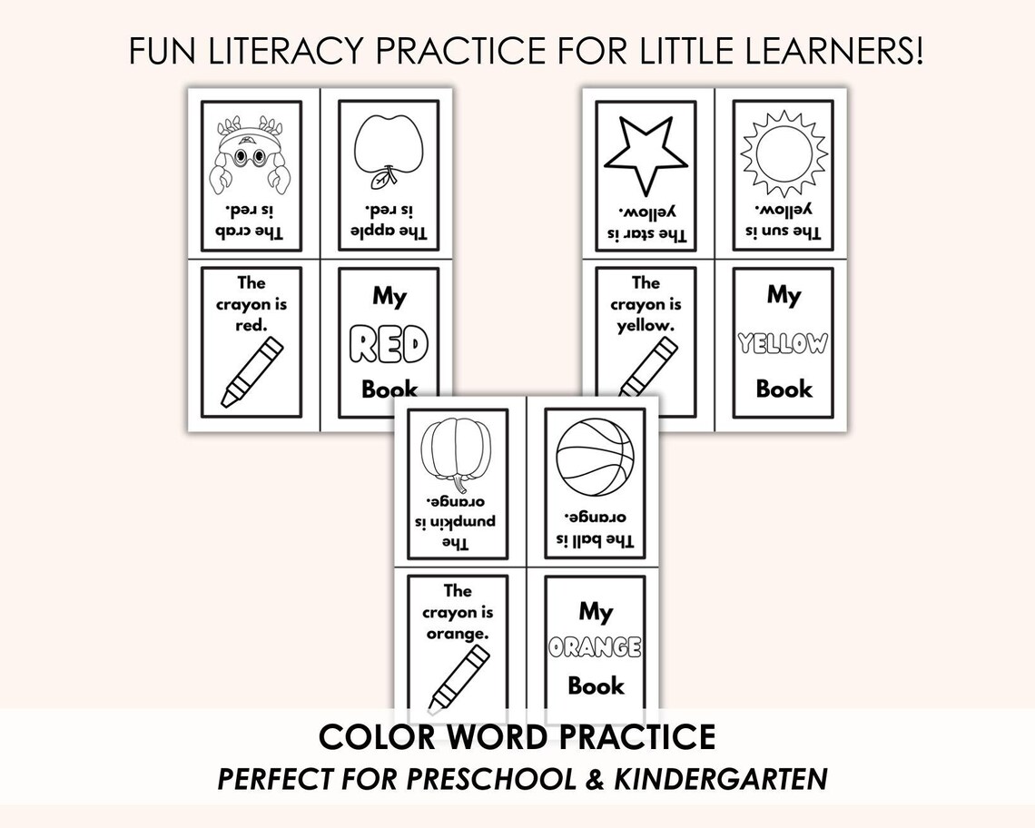 Color Word Mini Book Coloring Pages – 10 Printable “my Color Book ...