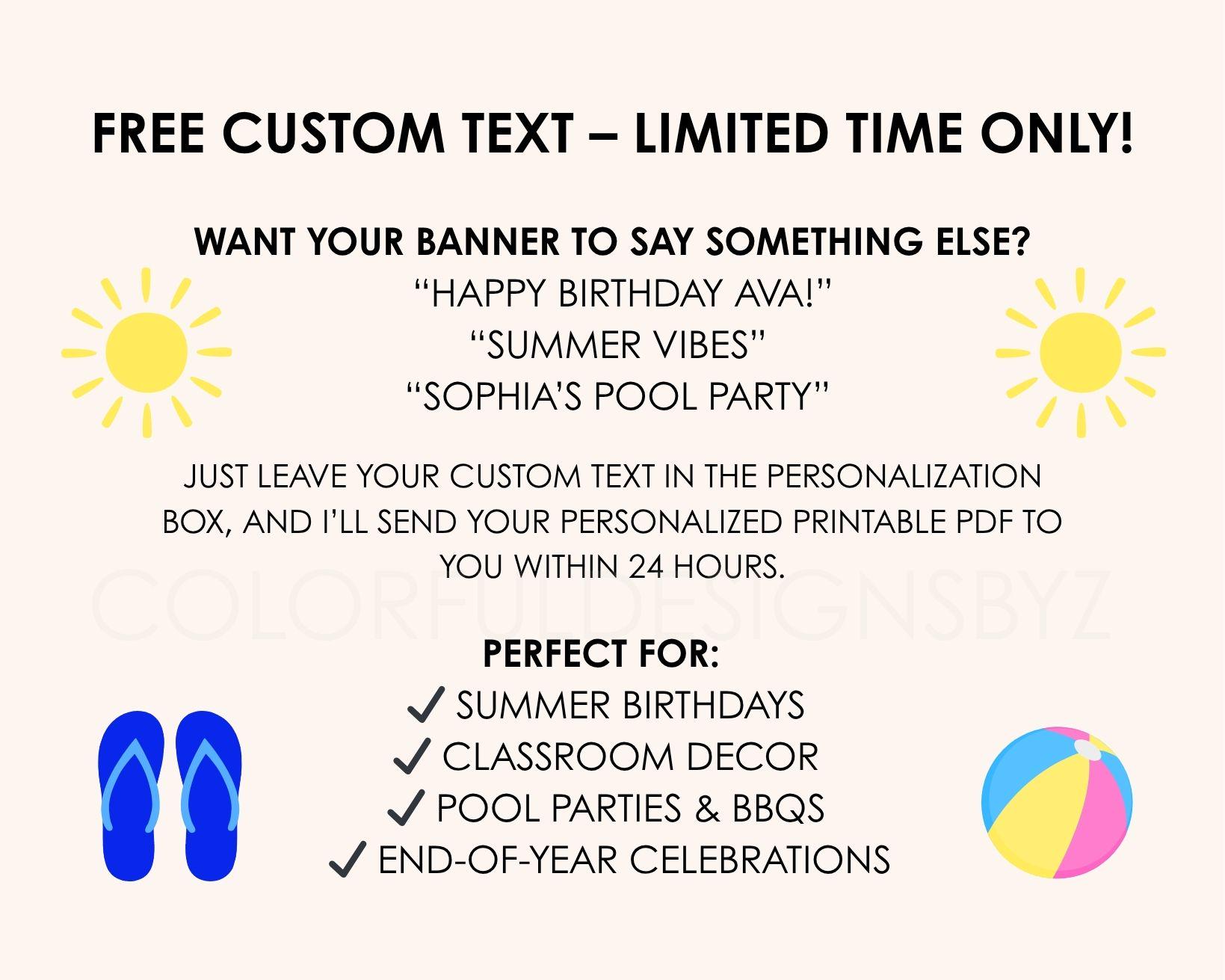 Hello Summer Banner Printable – 8.5x11 PDF, 5x7 Inch Flags, Ready to ...