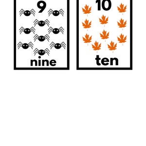 Printable Fall Theme Numbers 1-10 Flashcards for Toddlers and Kids Fun ...