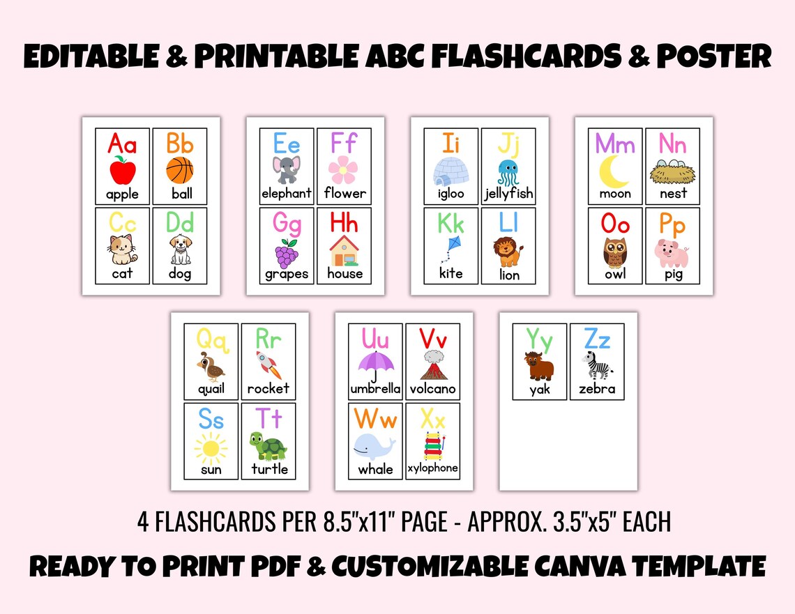 A to Z Alphabet Flashcards & Poster Bundle | Printable ABC Cards ...