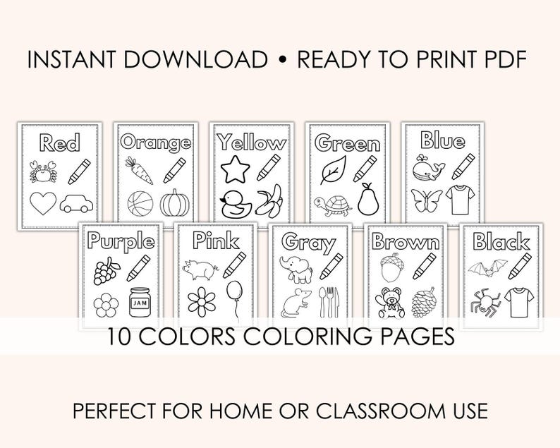 Coloring Pages Printable | 10 Colors |fun and Educational | Early ...