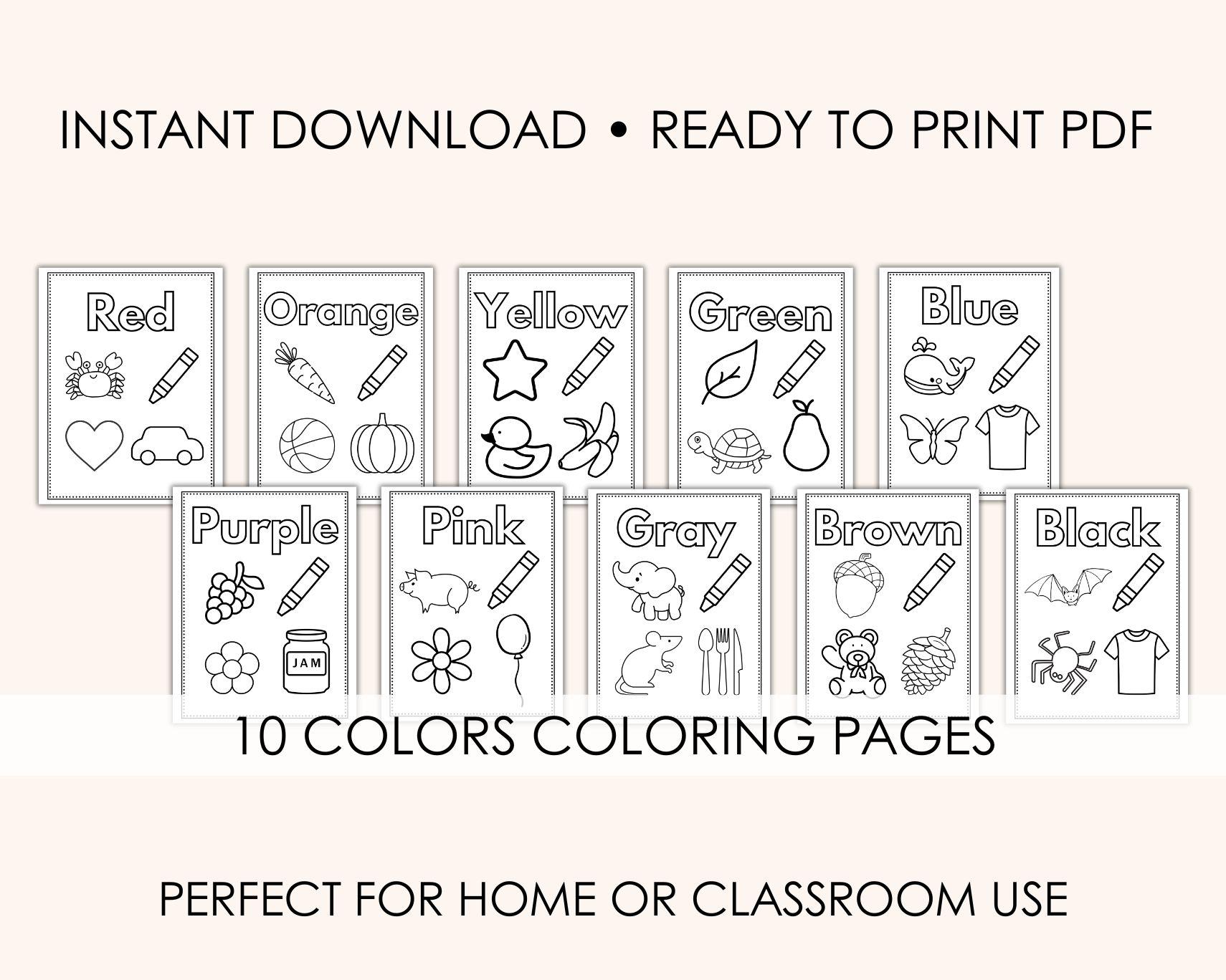 Coloring Pages Printable | 10 Colors |fun and Educational | Early ...