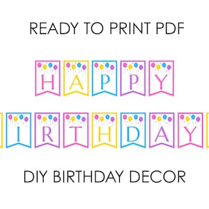 Happy Birthday Banner Printable – 2 Versions Included – 8.5x11 PDF ...