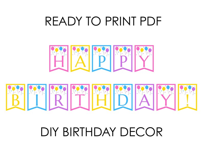 Happy Birthday Banner Printable – 2 Versions Included – 8.5x11 PDF ...