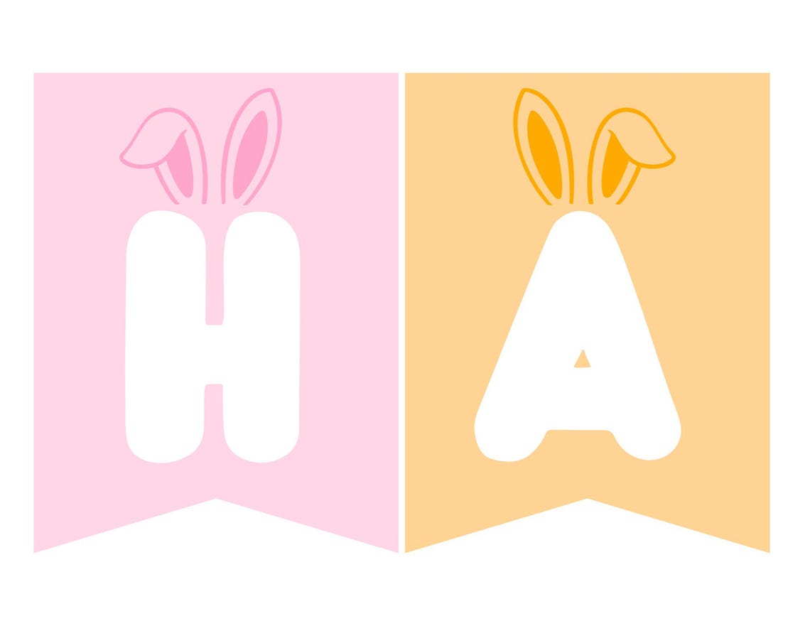 Pastel Easter Banner - Bunny Ears Letter Banner - Easter Party ...