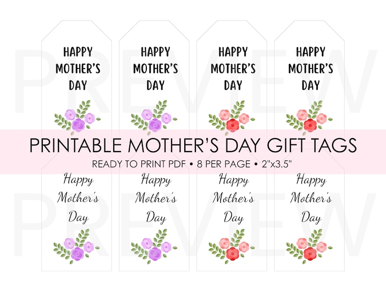 Printable Mother’s Day Gift Tags – Floral Happy Mother’s Day Tags ...