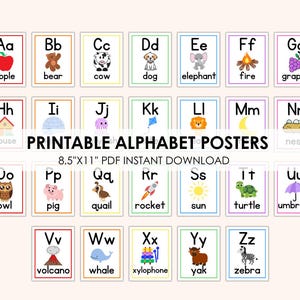 Printable Alphabet Posters | A-Z Classroom Decor | Educational Wall Art ...