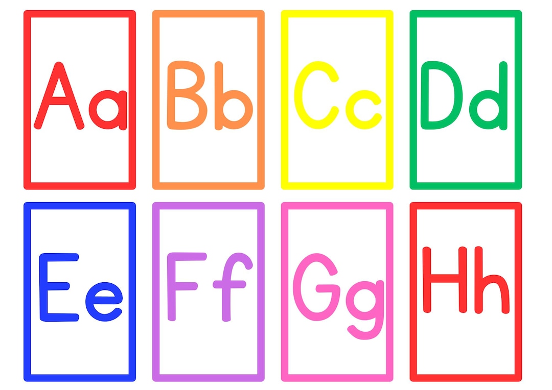 Printable Rainbow Themed Alphabet Cards | A to Z Cards | Early Learning ...