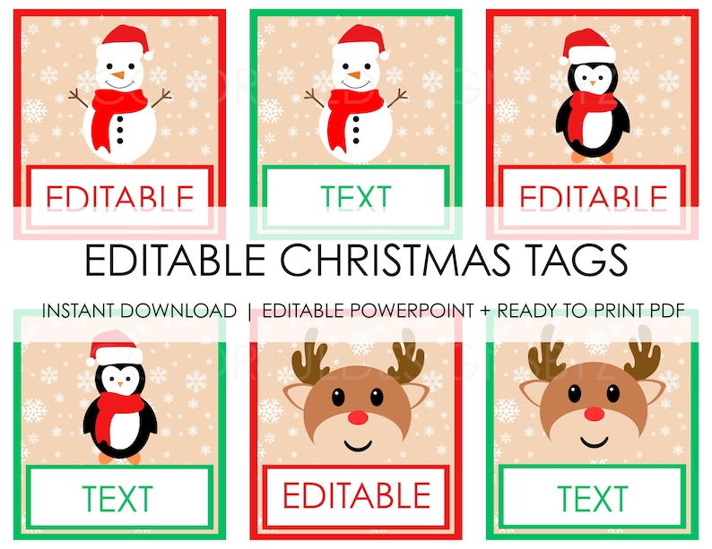 Editable Christmas Labels | Printable Holiday Name Tags | Snowman ...