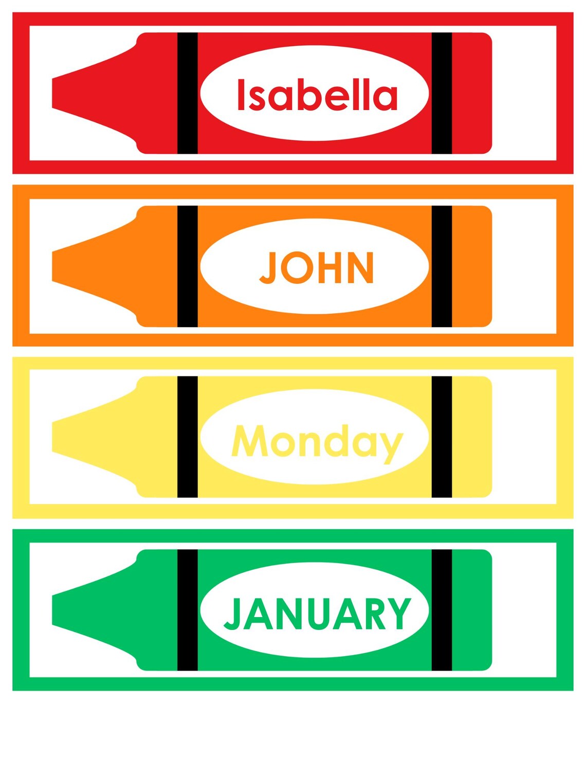 Editable Crayon Name Tags Printable Classroom & Homeschool Labels 8 ...