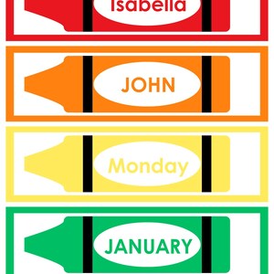 Editable Crayon Name Tags Printable Classroom & Homeschool Labels 8 ...