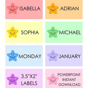 Editable Star Name Tags, Desk Labels for Students, Powerpoint Template ...