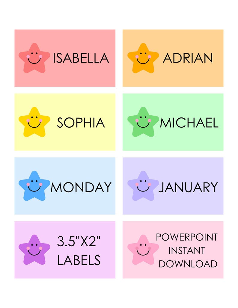 Editable Star Name Tags – Desk Labels for Students – Powerpoint ...