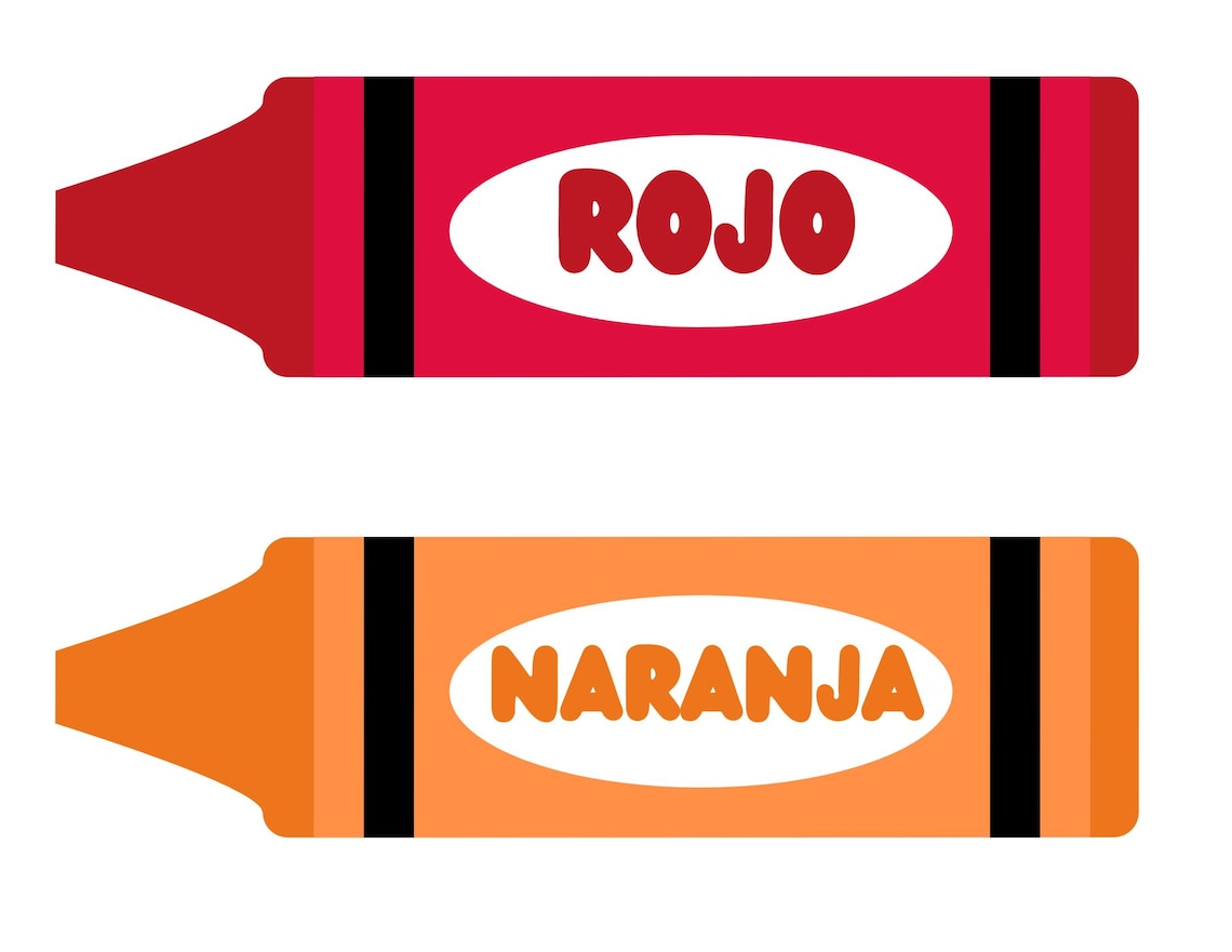 Printable SPANISH Crayon Colors Display | Learning Color Words in ...