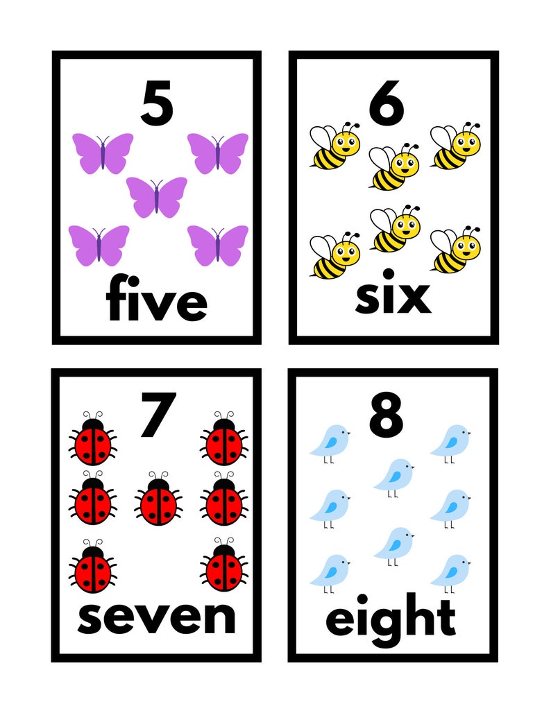 PRINTABLE Spring Themed Numbers 1-10 Flashcards for Toddlers and Kids 3 ...