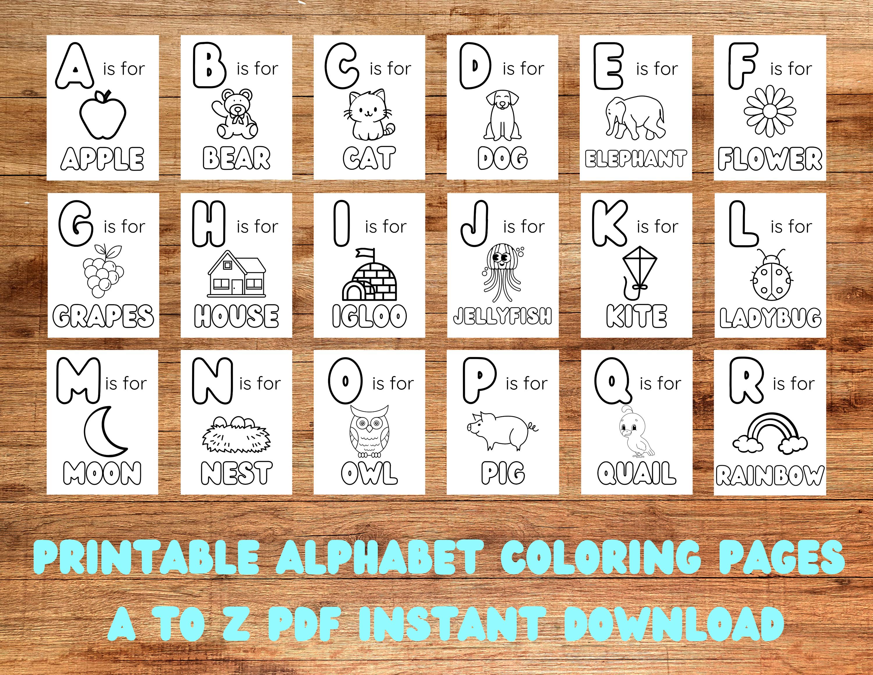 Alphabet Coloring Pages | ABC Printable Coloring Book | Preschool ...