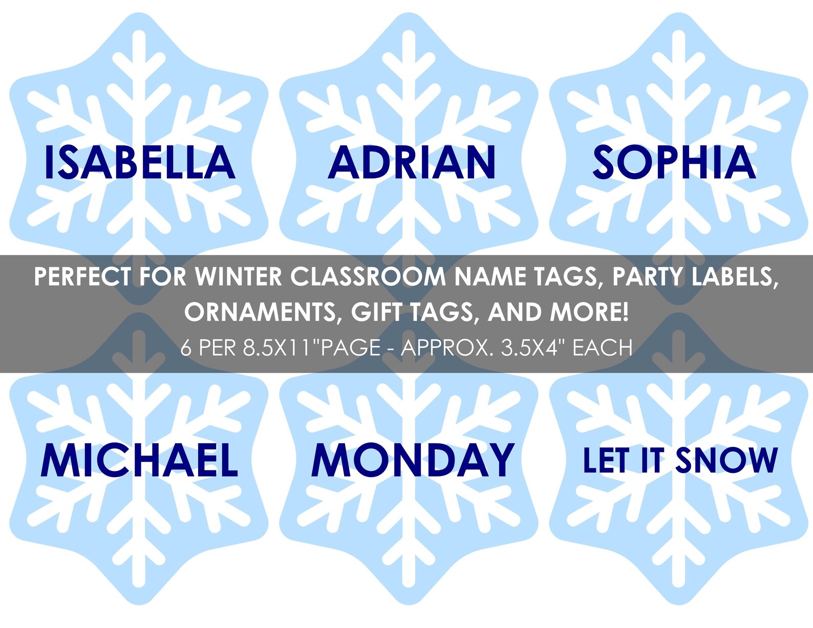 Printable Snowflake Tags | Editable Winter Labels | Classroom Name Tags ...