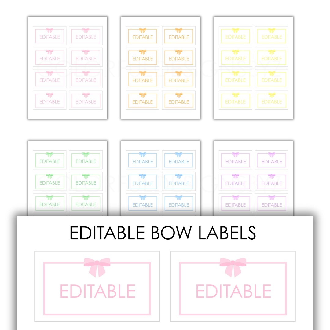 Editable Bow Labels | Pastel Name Tags | Powerpoint & PDF - Etsy