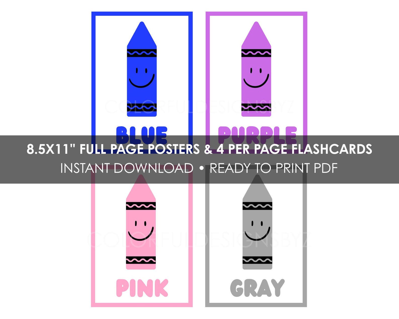 Crayon Color Posters & Flashcards | Printable Preschool Classroom Decor ...